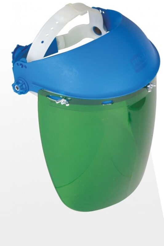 FIBREGLASS BROW GUARD C/W GREEN GOLD VISOR - Effective Lab